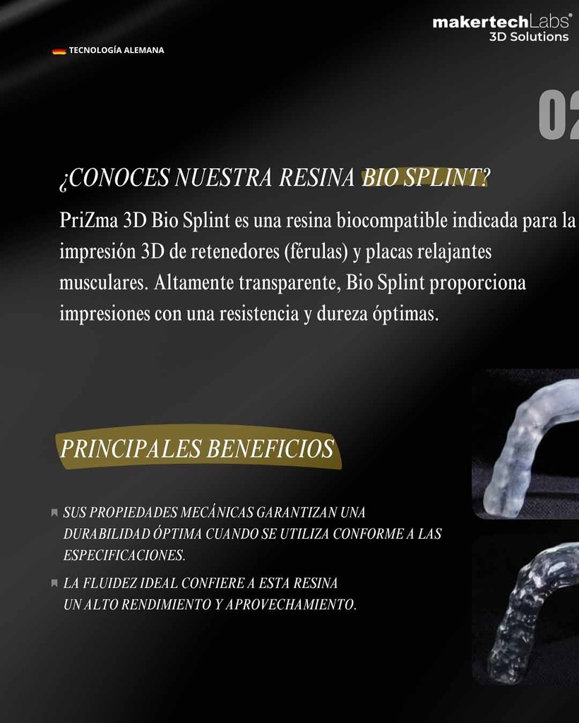 Resina 3D Dental Bio Splint Transparente de 500 gr - p/ hacer férulas ...