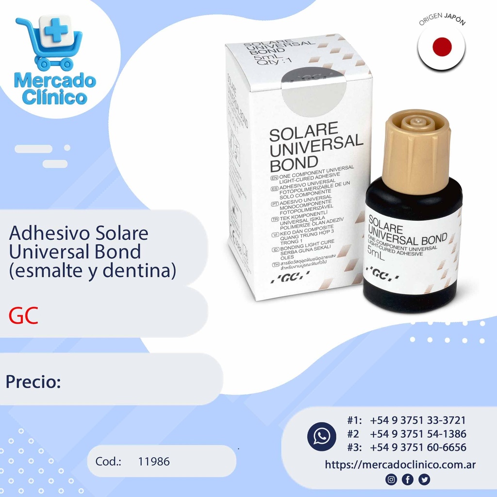 Adhesivo Solare Universal Bond 7ma generación - autograbante (esmalte y ...