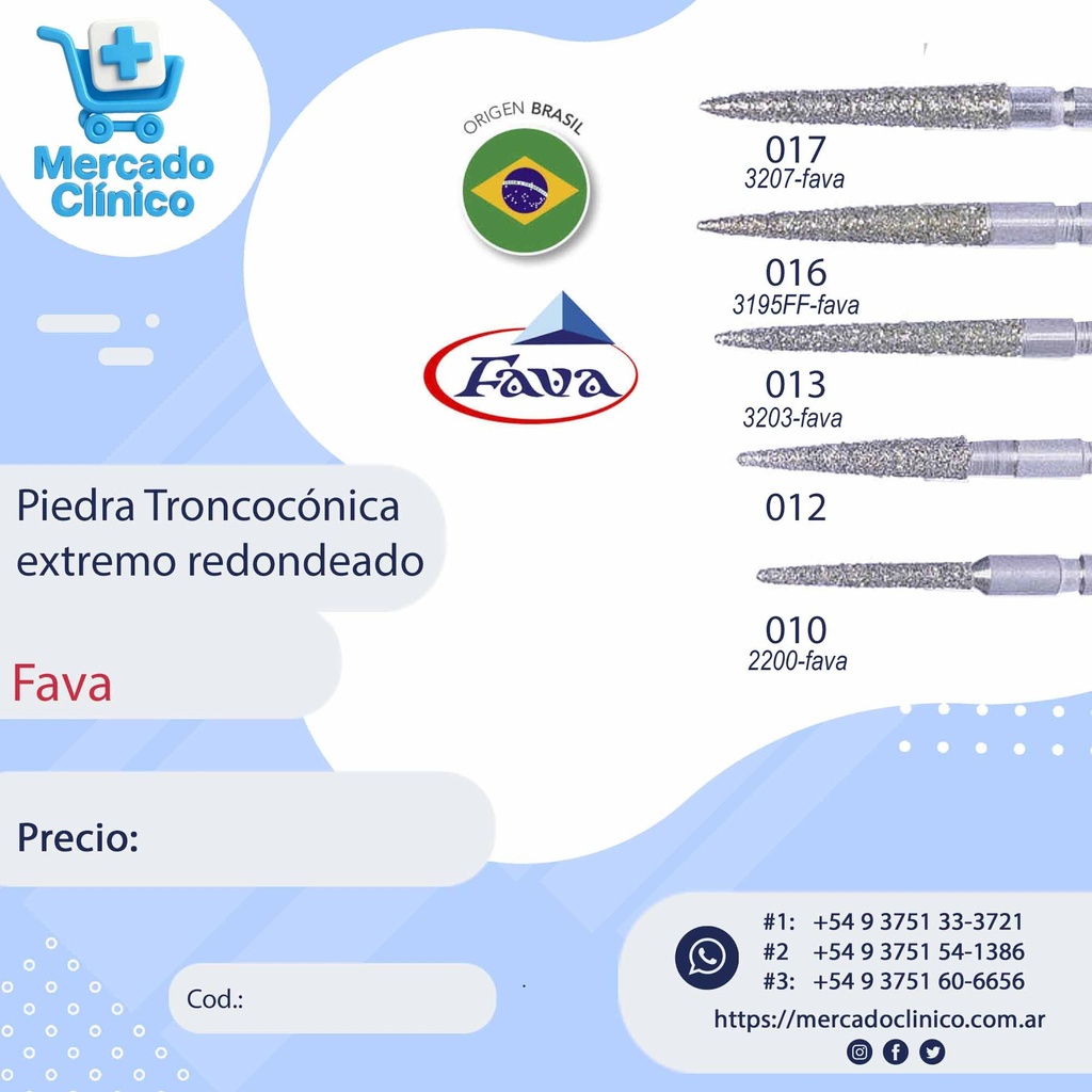 Piedra troncocónica punta chata - Fava | Mercado Clinico AR