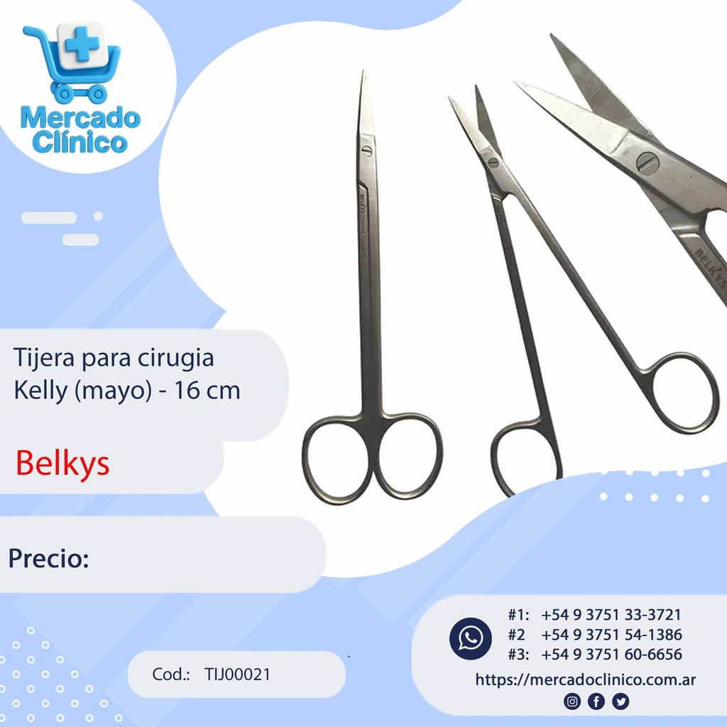 Tijera Kelly (mayo) 16cm - BELKYS | Mercado Clinico AR