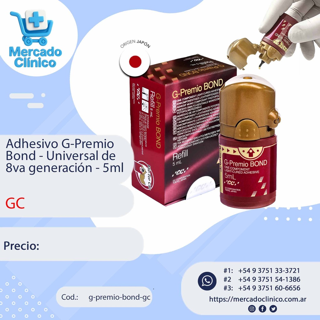 Adhesivo G-Premio Bond - Universal de 8va generación - 5ml - GC ...